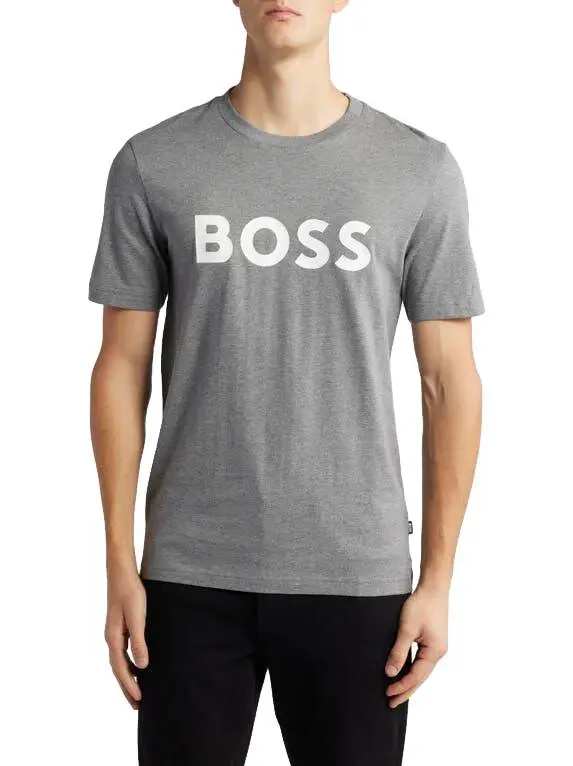 BOSS Tiburt Logo Graphic T-shirt - Medium Grey