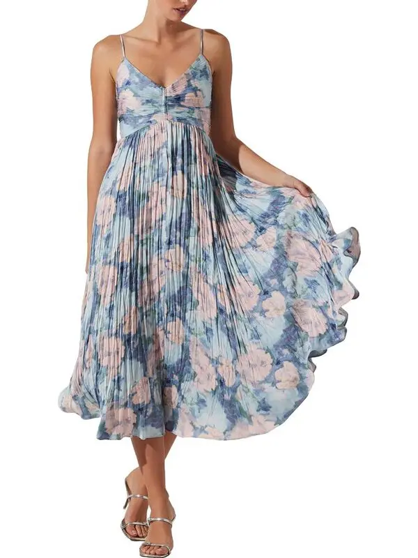 Astr The Label Maeve Midi Dress - Blue Multi