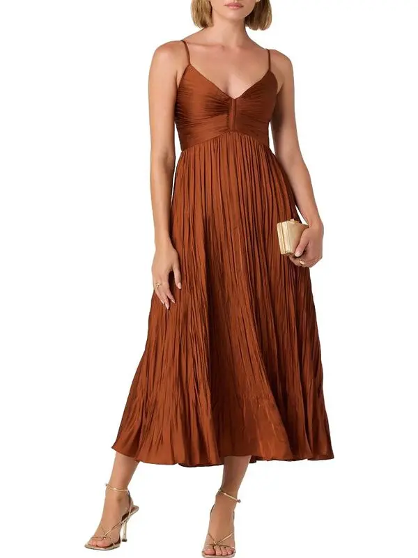 Astr The Label Maeve Midi Dress - Brown