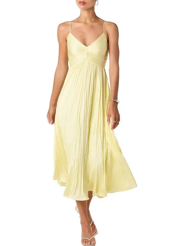 Astr The Label Maeve Midi Dress - Butter Yellow