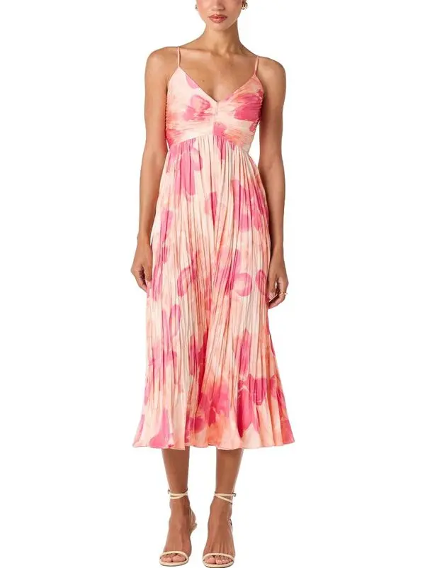 Astr The Label Maeve Midi Dress - Coral Abst