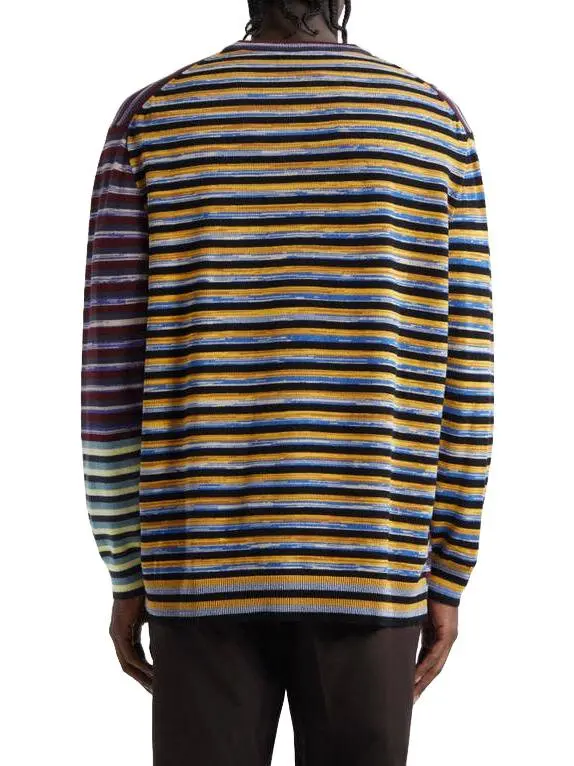 WASTE YARN PROJECT Tania Colorblocked Crewneck Sweater - Burgundy Multi