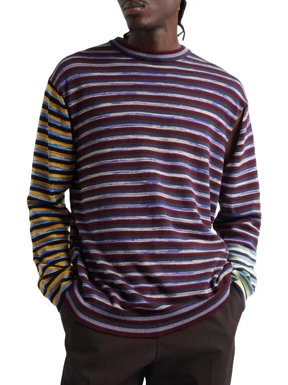 WASTE YARN PROJECT Tania Colorblocked Crewneck Sweater - Burgundy Multi