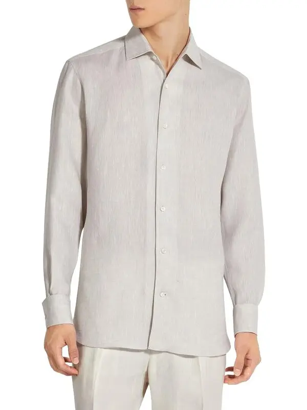 Zegna Oasi Linen Button-up Shirt - Iuta Beige