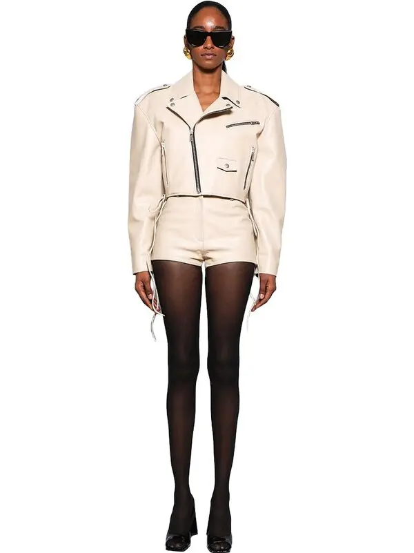 Magda Butrym High-rise Leather Shorts - Beige