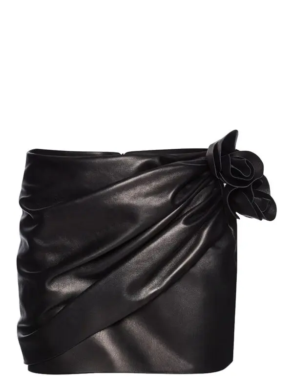 Magda Butrym Draped Leather Mini Skirt - Black