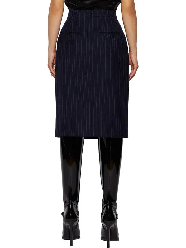 Saint Laurent Flanelle Rayure Skirt - Marine Blanc