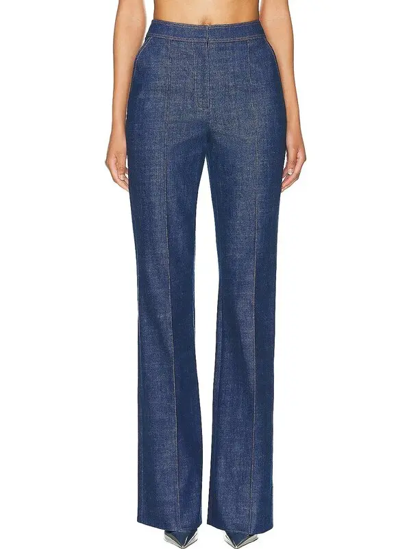 LAQUAN SMITH High Waisted Wide Leg Jeans - Dark Blue