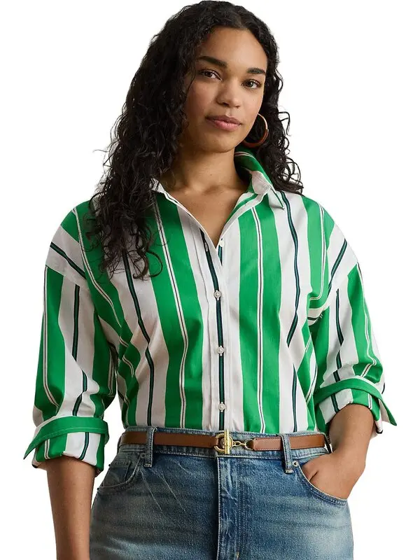 Ralph Lauren Relaxed Fit Striped Shirt - Green/blue/white