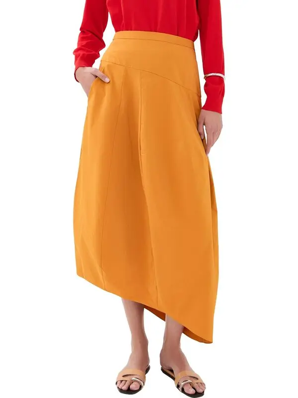 Tibi Nylon Asymmetrical Balloon Skirt - Bright Ochre