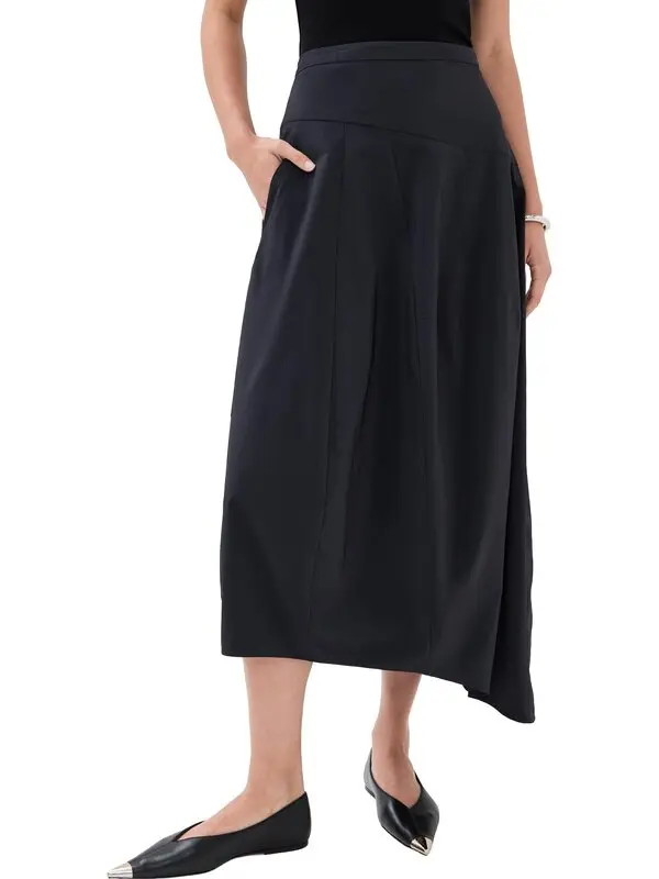 Tibi Nylon Asymmetrical Balloon Skirt - Navy