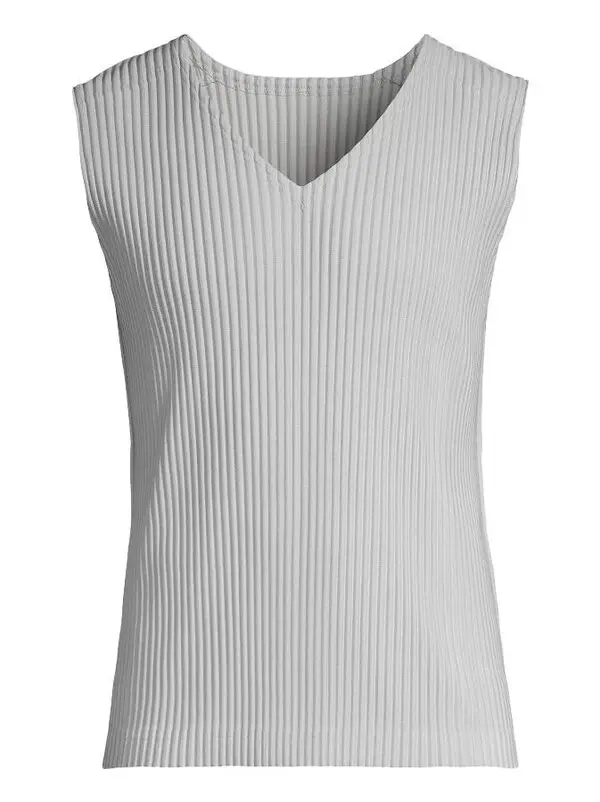 Issey Miyake Basics V-neck Vest - Light Gray