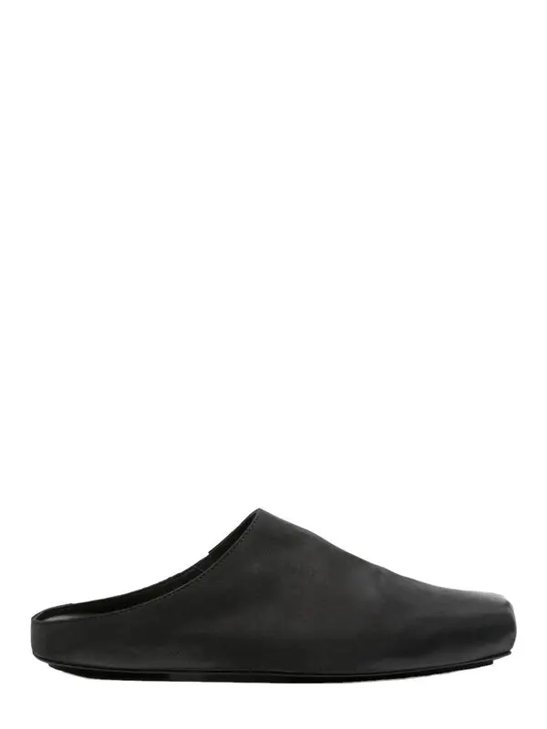 UMA WANG Leather Slippers With Square Toe - Black