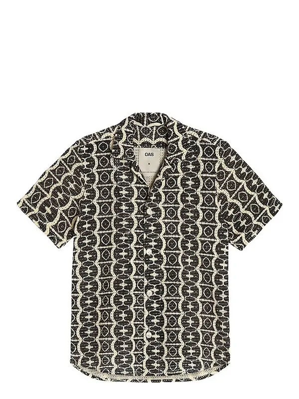 Oas Hypnotise Cuba Cotton Terry Relaxed Fit Button Down Shirt - Black
