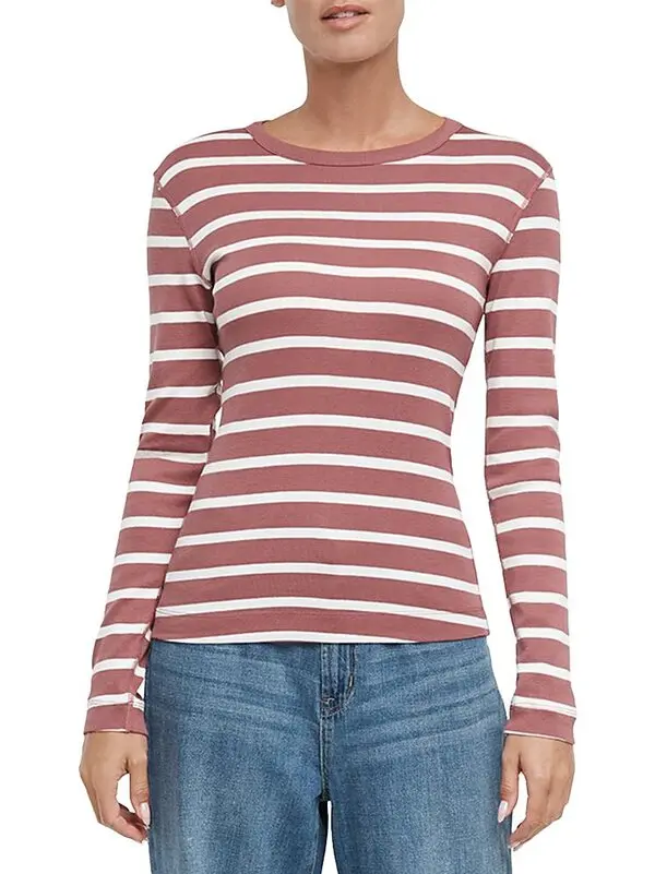Three Dots Long Sleeve Top - Brushed Berry