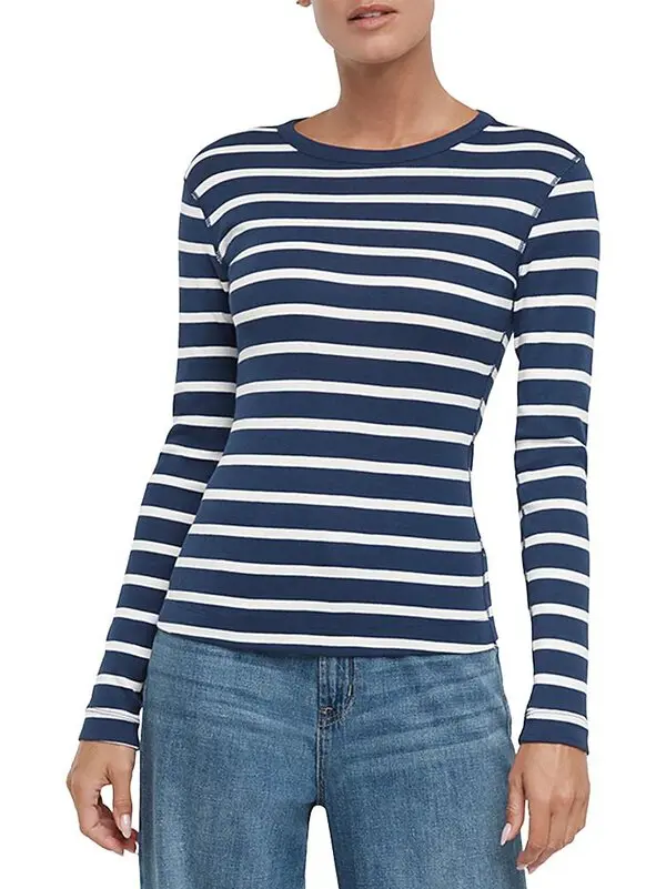 Three Dots Long Sleeve Top - Medieval Blue