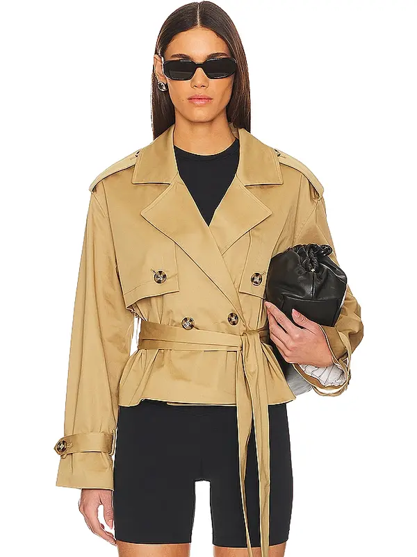 FAVORITE DAUGHTER Cropped Charles Trench Coat - Sand