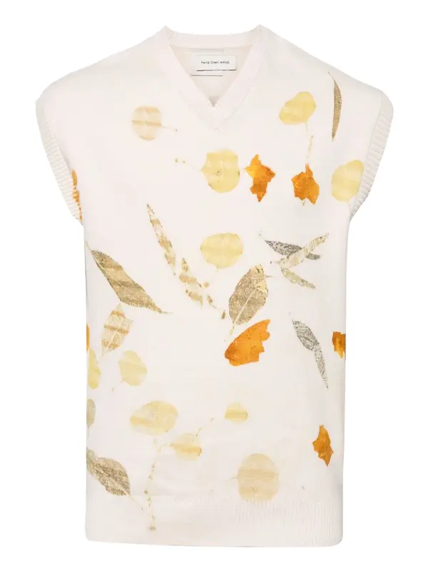 FENG CHEN WANG Graphic-print Knitted Vest - Neutrals