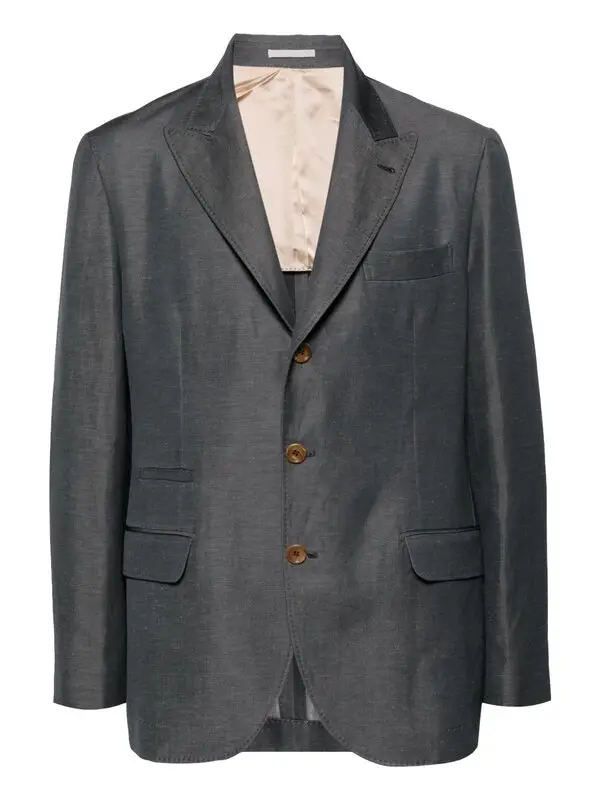 Brunello Cucinelli Single-breasted Wool-blend Blazer - Grey