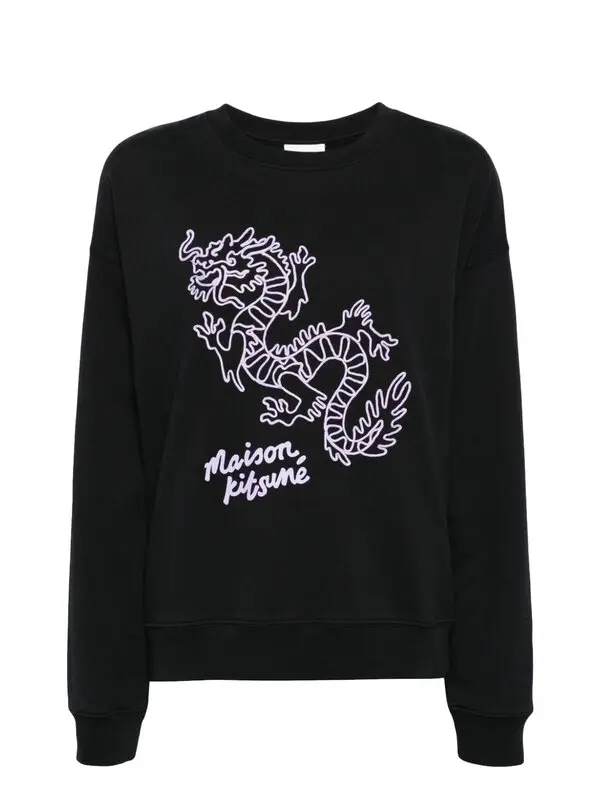 Maison Kitsuné Chinese Dragon Cotton Sweatshirt - Black