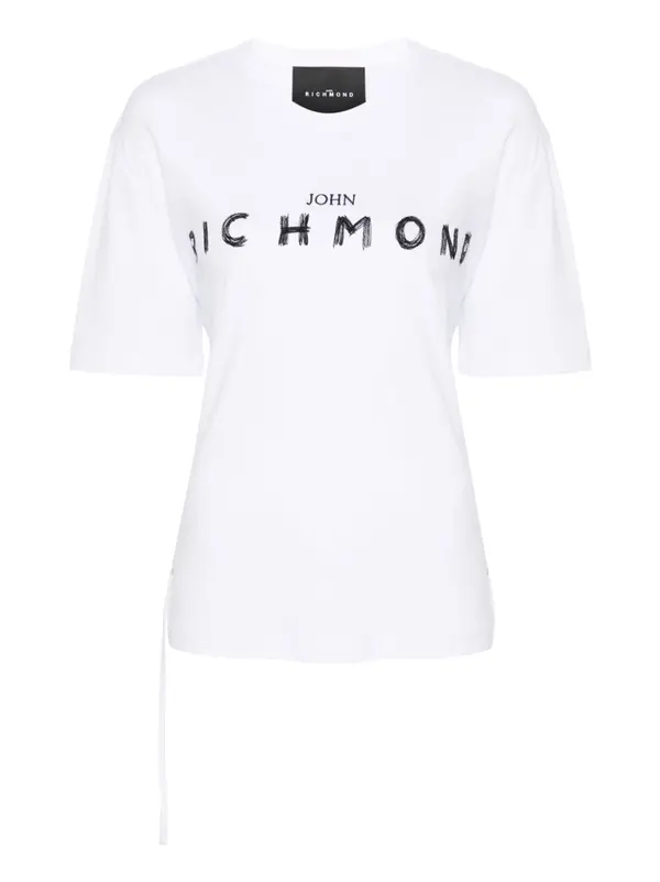 John Richmond Logo-embroidered Cotton T-shirt - White