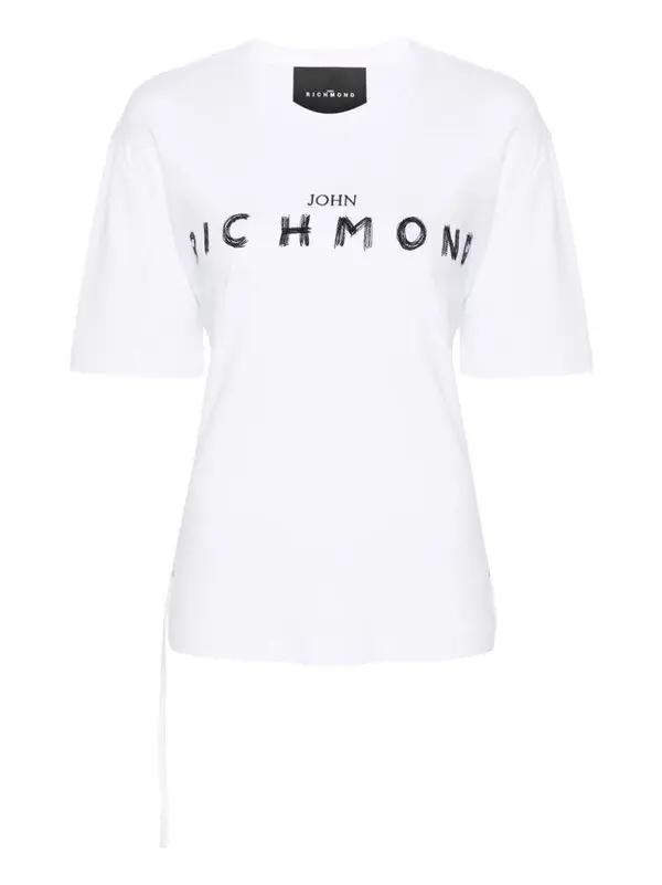 John Richmond Logo-embroidered Cotton T-shirt - White