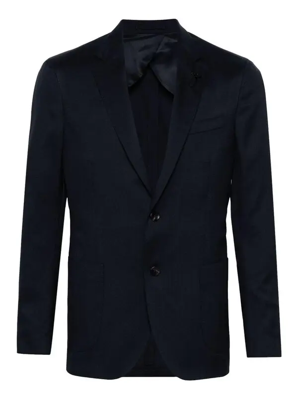 LARDINI Single-breasted Twill Blazer - Blue