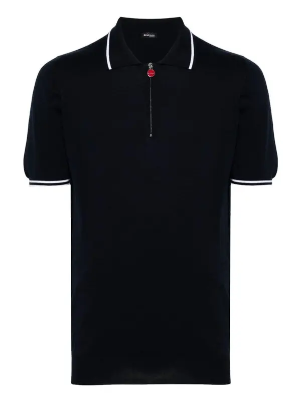 Kiton Zip-up Cotton Polo Shirt - Blue