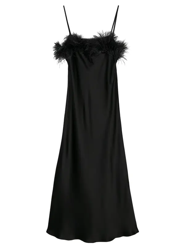 Antonelli Firenze Ligorio Feather-trim Satin Dress - Black
