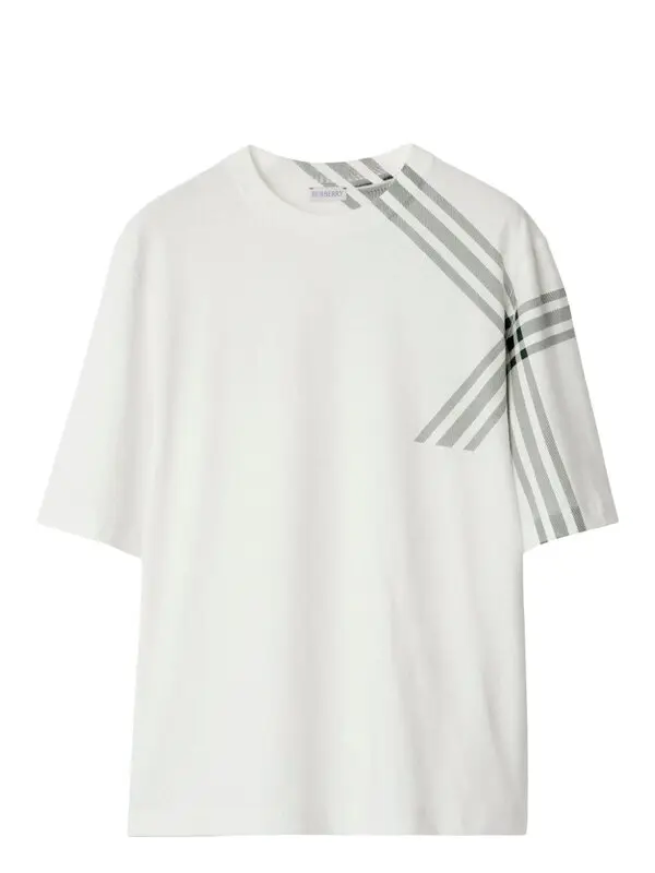Burberry Check Sleeve Cotton T-shirt - White