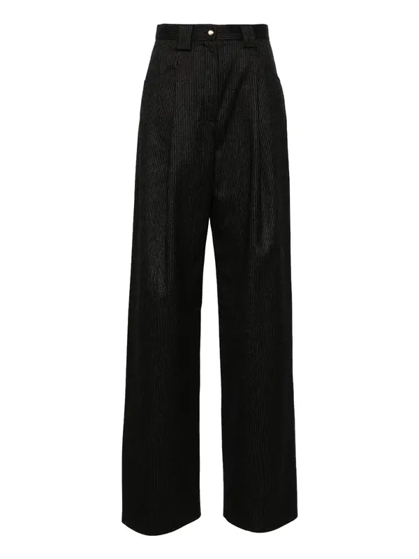 MANURI Pinstriped Straight-leg Trousers - Black