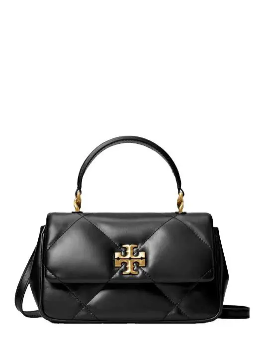 Tory Burch Kira Diamond Quilted Leather Top Handle Bag - Black