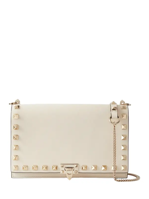 Valentino Garavani Rockstud Leather Clutch - Ivory