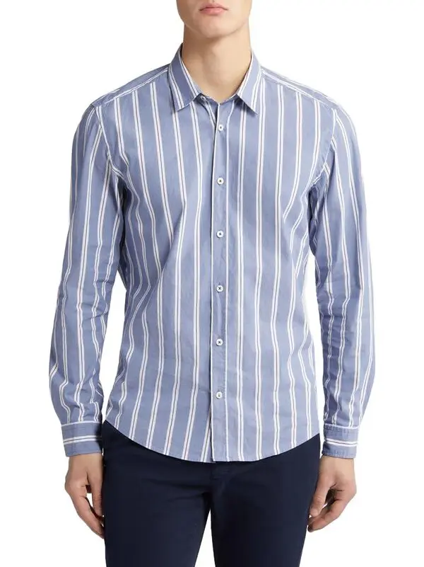 BOSS Liam Kent Regular Fit Check Stretch Cotton Button-up Shirt - Open Blue