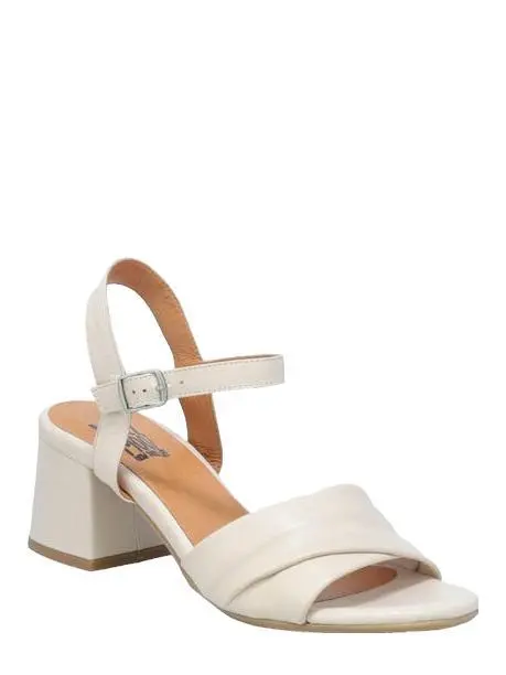 Miz Mooz Bela Leather Block Heel Sandal - Cream
