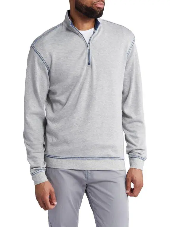 Johnnie-o Hanks Heathered Quarter Zip Pullover - Light Gray