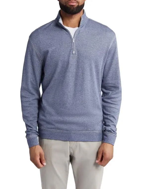 Johnnie-o Hanks Heathered Quarter Zip Pullover - Navy