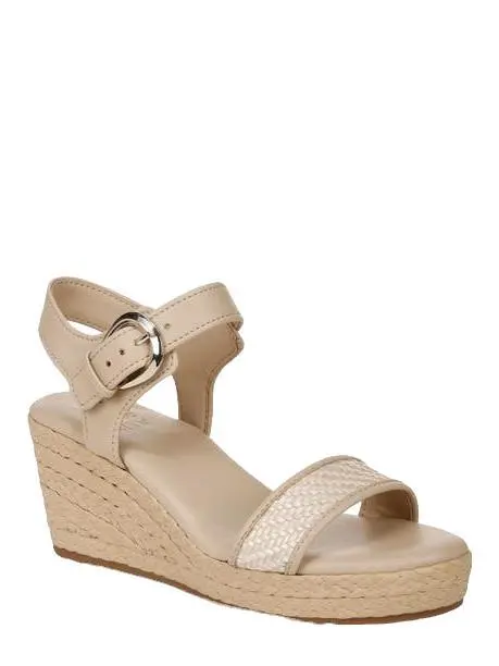Naturalizer Stella Platform Wedge Sandal - Beige Multi Fabric