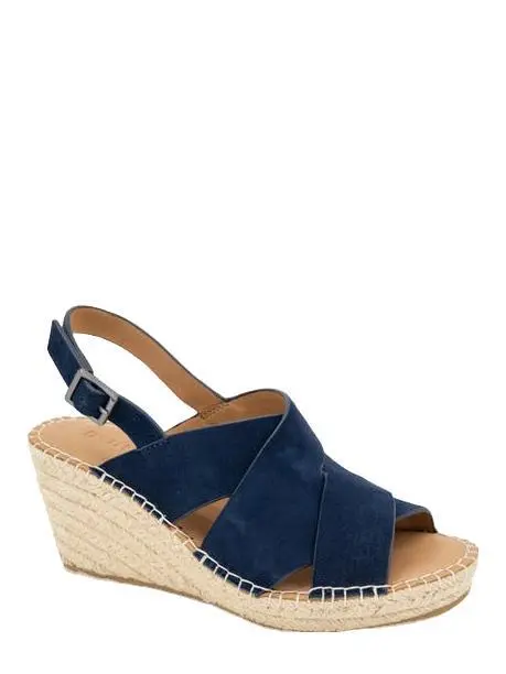 Gentle Souls By Kenneth Cole Claudia Espadrille Wedge Pump - Navy Suede