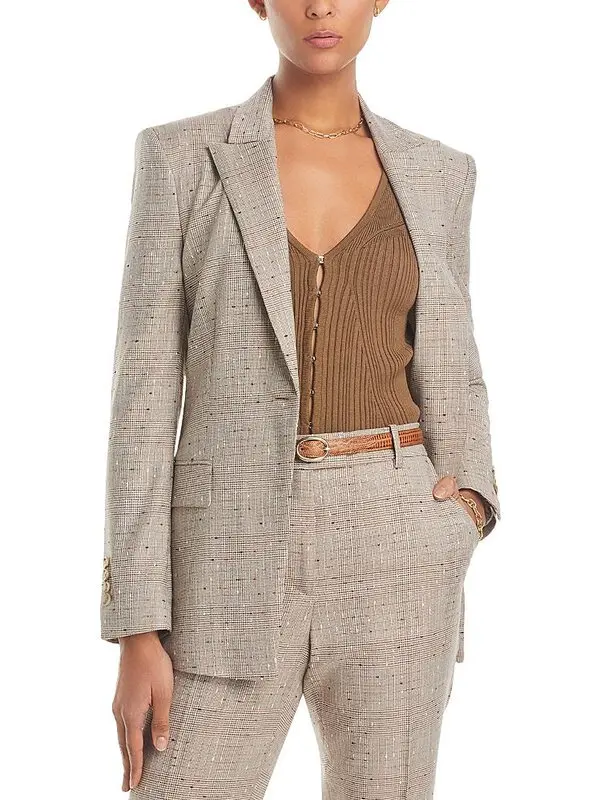 BOSS Janeri Plaid Blazer - Dark Clay Slub