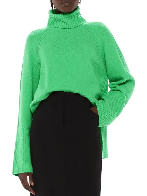 Whistles Ribbed Turtleneck Sweater - Green