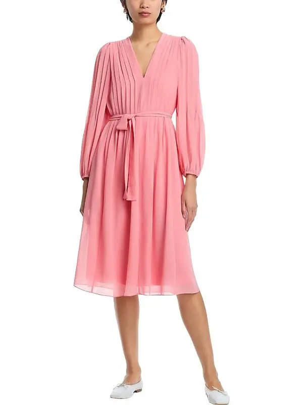 Kobi Halperin Tatum Pintucked V-neck Midi Dress - Cherry Blossom