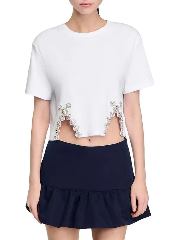Sandro Giada Embellished Hem Shirt - White