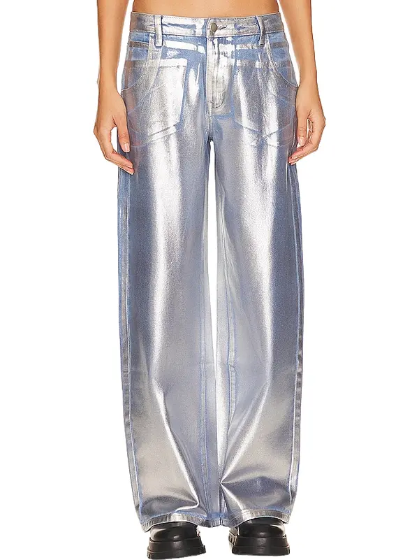 Superdown Aisha Metallic Jeans - Metallic Silver