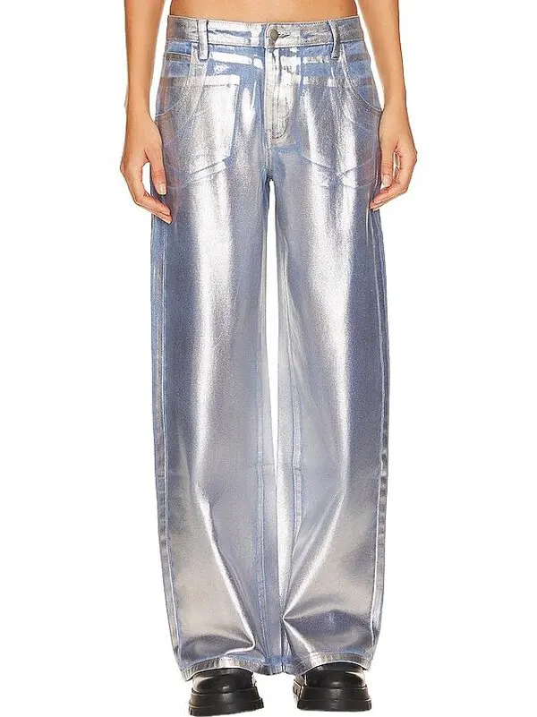 Superdown Aisha Metallic Jeans - Metallic Silver