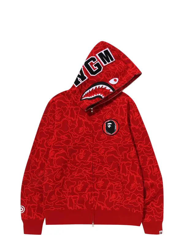 BAPE 30th Anniversary Camo Shark Full Zip Hoodie - Red