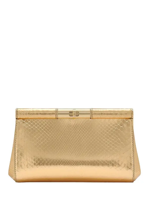 Dolce & Gabbana Marlene Python Skin Clutch - Gold