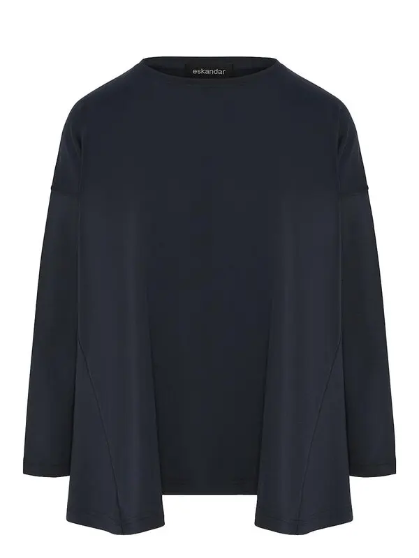 Eskandar Side Paneled Long Sleeve T-shirt - Navydark