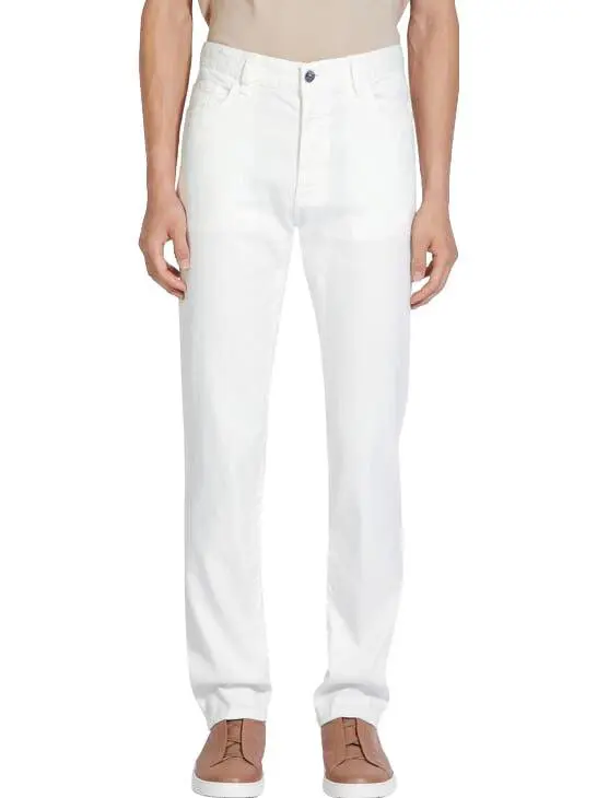 Zegna Garment Dyed Slim Fit Jeans - Bianco Zegna