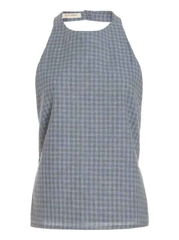 ELCE Isabelle Halter Neck Tank Top - Blue
